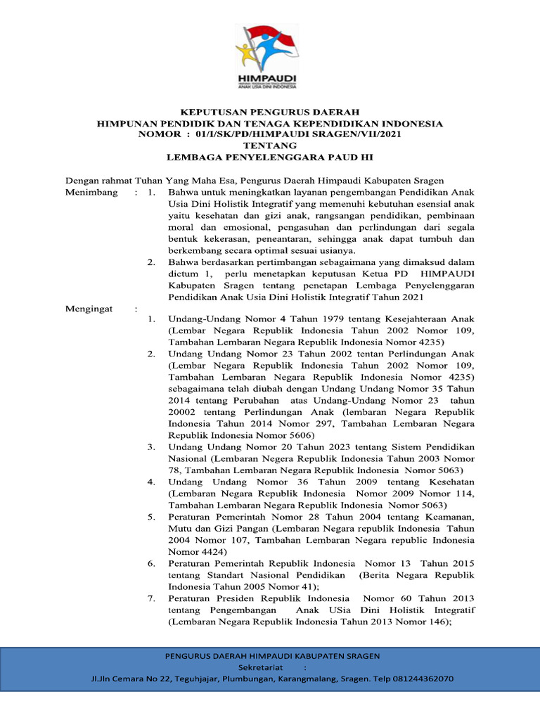 SK PAUD HI 2021 | PDF