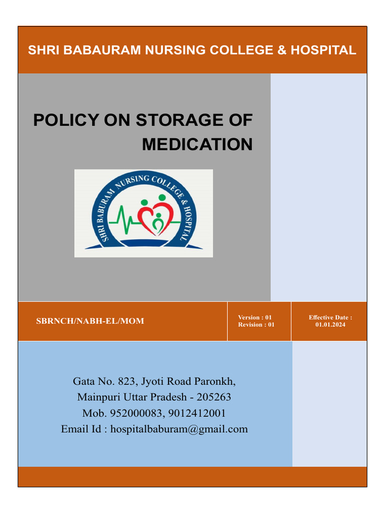 Medication Storage Policy at SBRNCH | PDF | Science & Mathematics