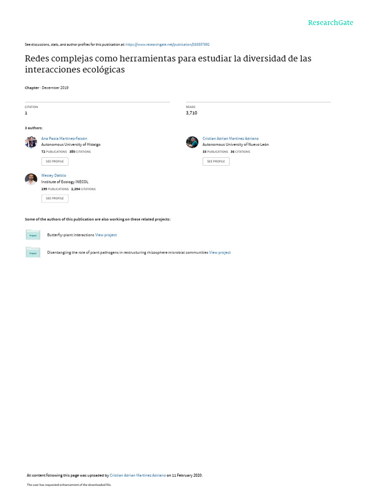 Redes complejas en interacciones ecológicas | PDF | Ecología ...