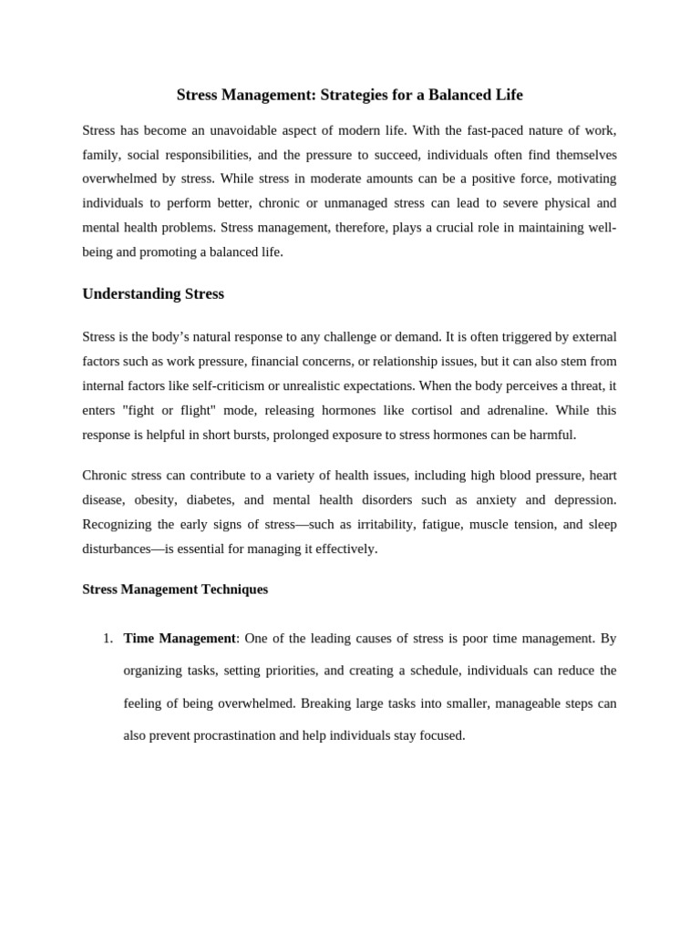 Stress Management | PDF | Stress (Biology) | Stress Management Stress Management | PDF | Stress (Biology) | Stress Management