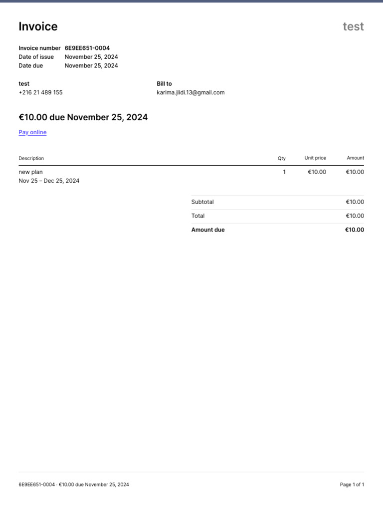 Invoice for Karima Jlidi | PDF