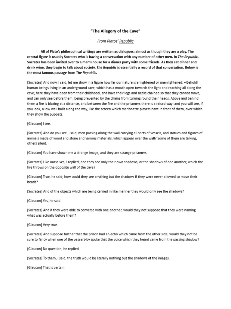 8 The Allegory of the Cave | PDF | Socrates
