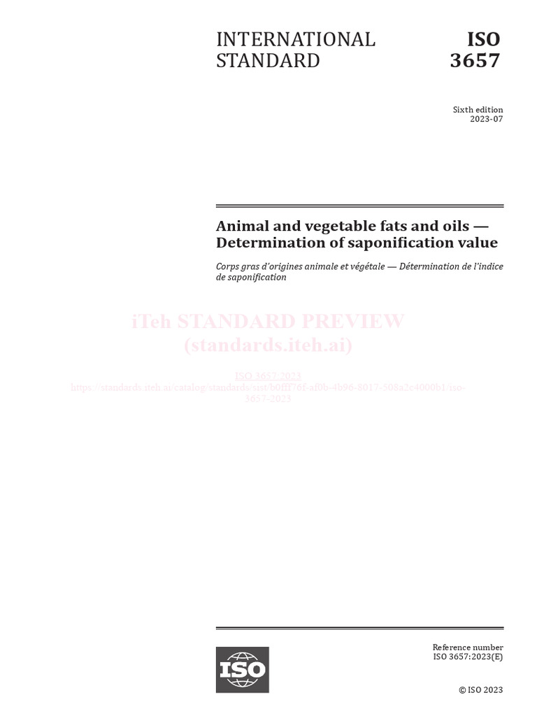 ISO-3657-2023 Saponification Value | PDF | International Organization ...