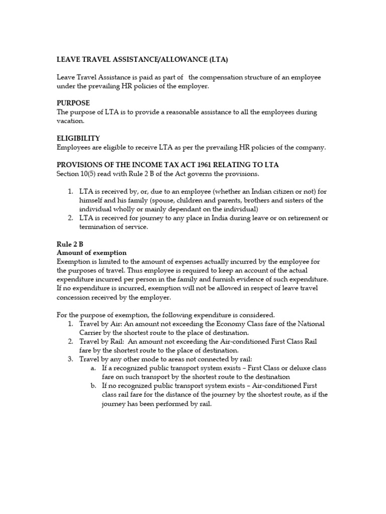 LTA GUIDELINES | PDF | Expense | Employment