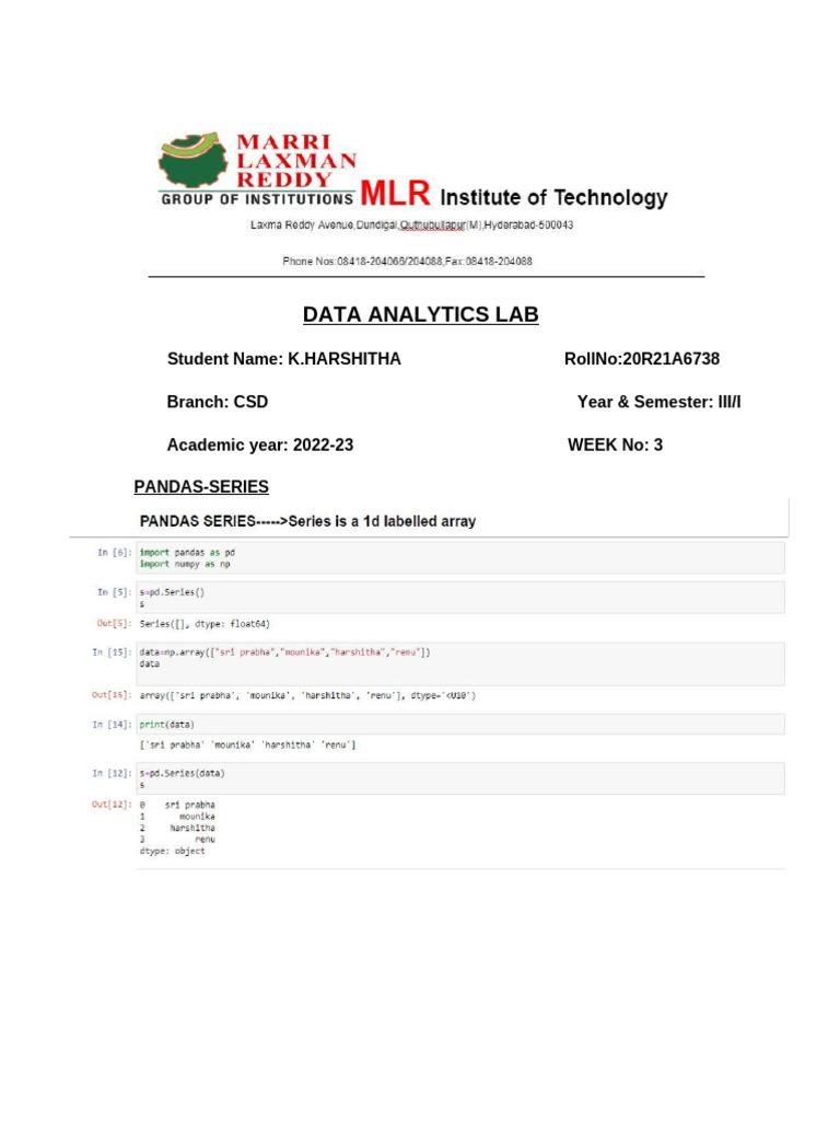 Data Analytics Lab | PDF | Art | Computers