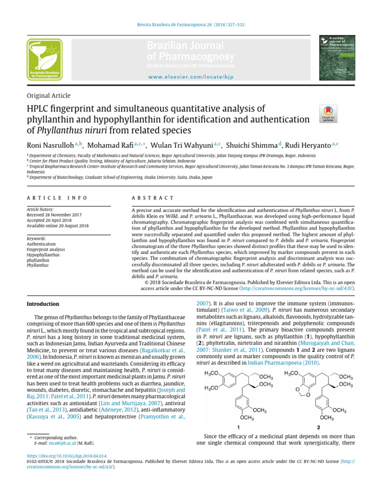 HPLC Fingerprint and Simultaneous Quantitative Ana | PDF | High Performance Liquid ...