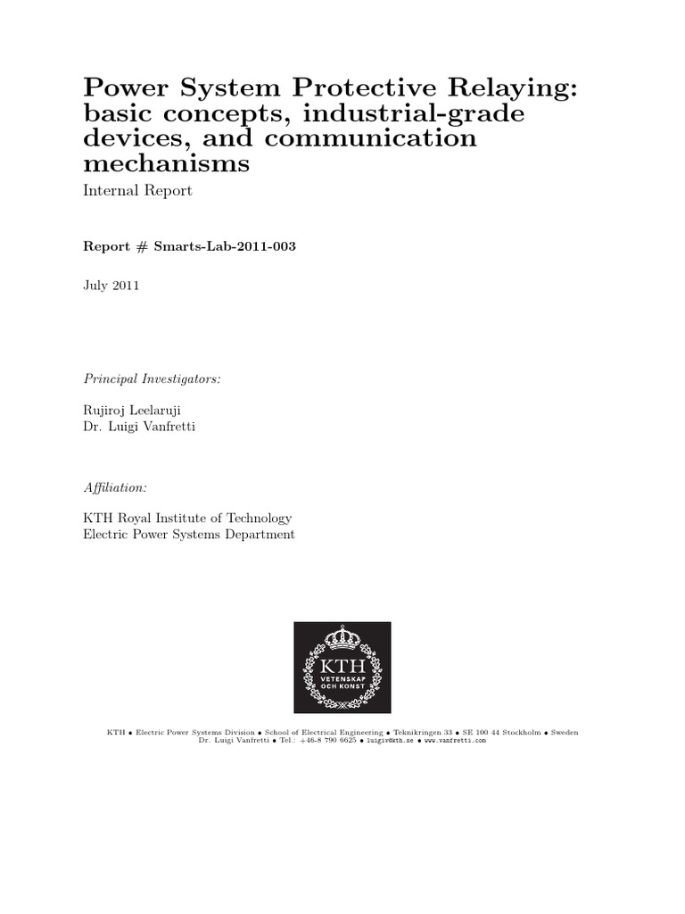 Power System Protective Relaying | PDF | Relay | Electric Power ...