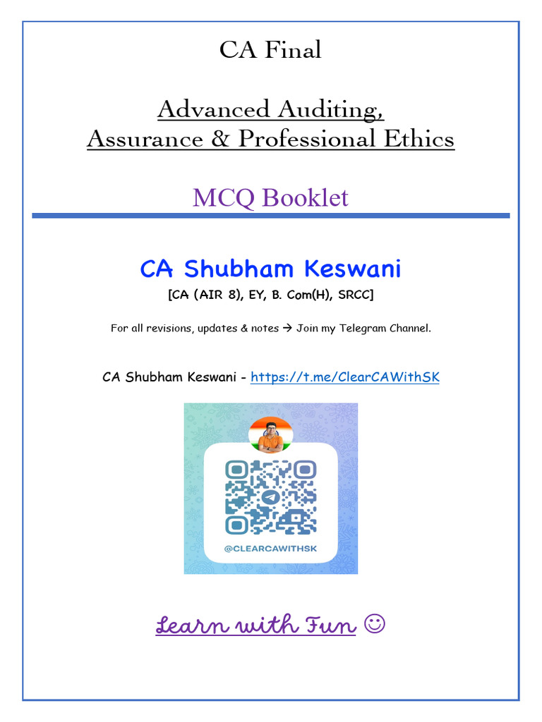 Audit MCQ Booklet | PDF | Auditor's Report | Audit