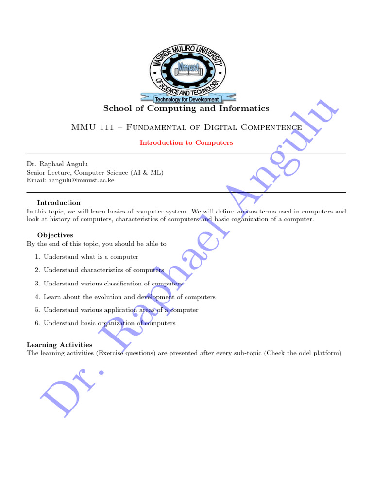Introduction to Computer Fundamentals | PDF | Computer Data Storage ...