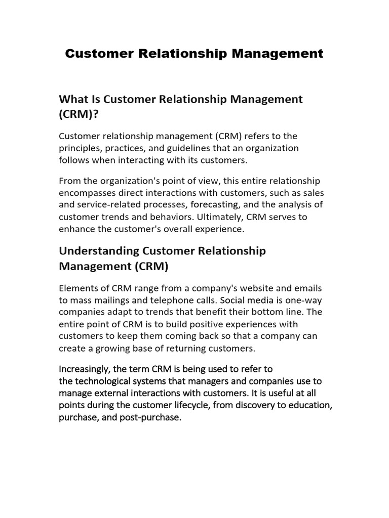 Customer Relationship Management | PDF | Customer Relationship Management | Cloud Computing
