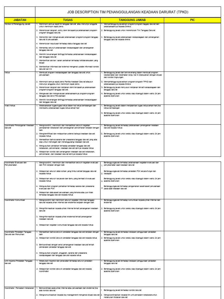 ST-SAF-019 Jobdes TPKD. | PDF