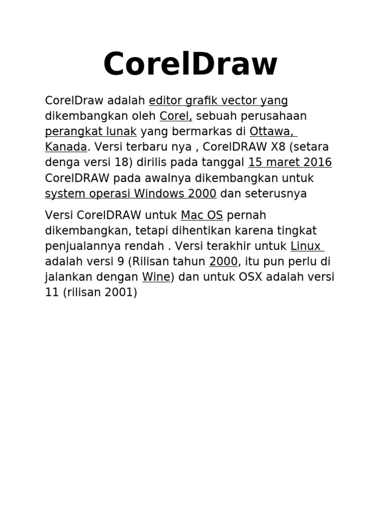 Sejarah dan Versi CorelDraw Terbaru | PDF | Komputer