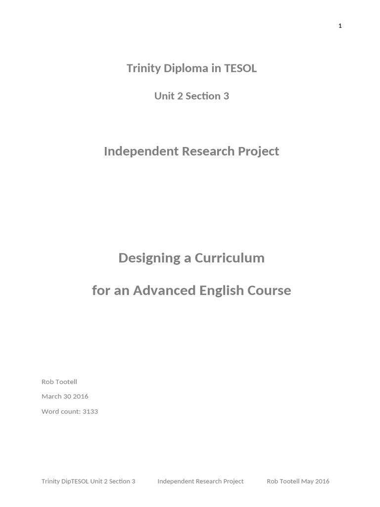 Trinity Diploma in TESOL Unit 2 Section | PDF | Reading Comprehension ...