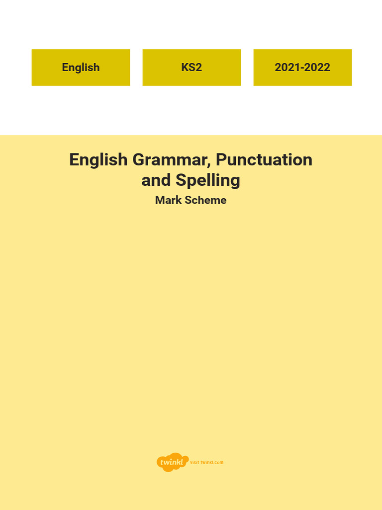 Grammar Punctuation and Spelling Paper 1 Mark Scheme | PDF | English ...