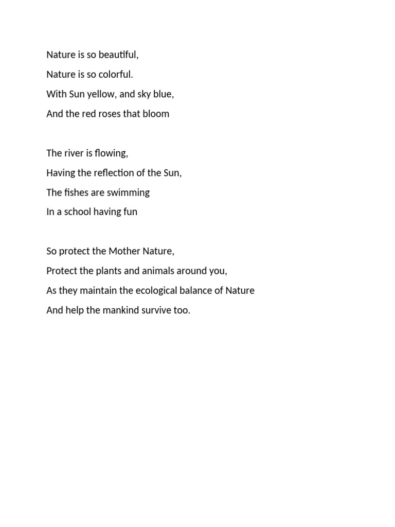 English Poem - Nature | PDF | Home & Garden | Wellness