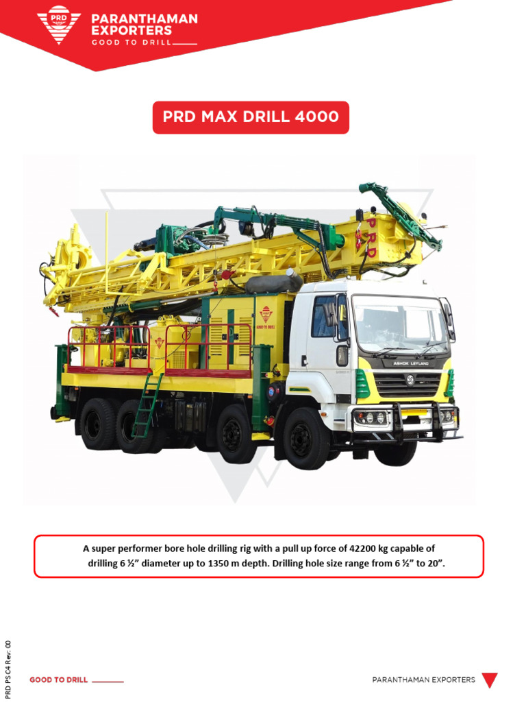 PRD Max Drill 4000 Specifications | PDF | Pump | Drill