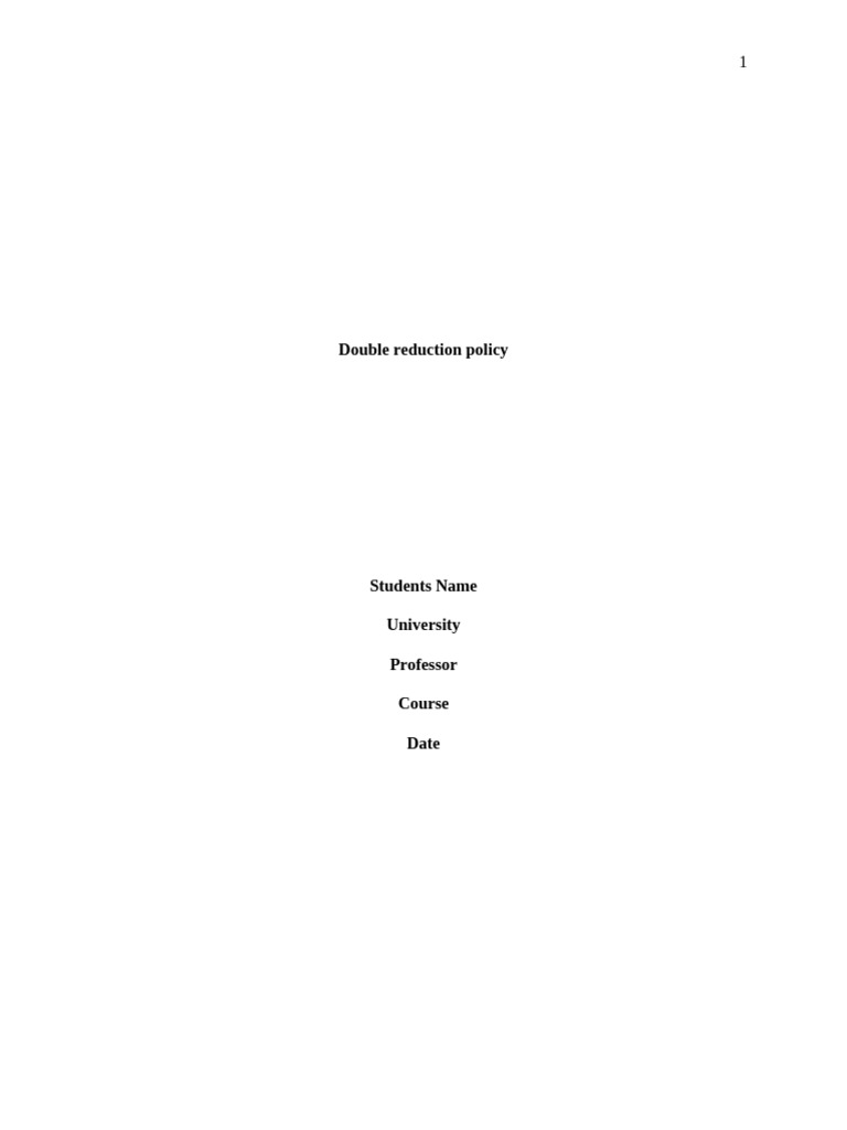 Double Reduction Policy | PDF | Social Science