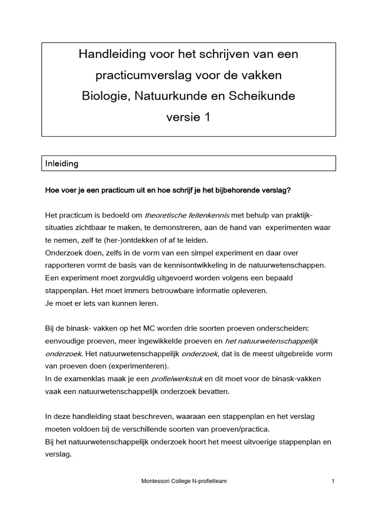 Handleiding Practicumverslag Inleiding | PDF