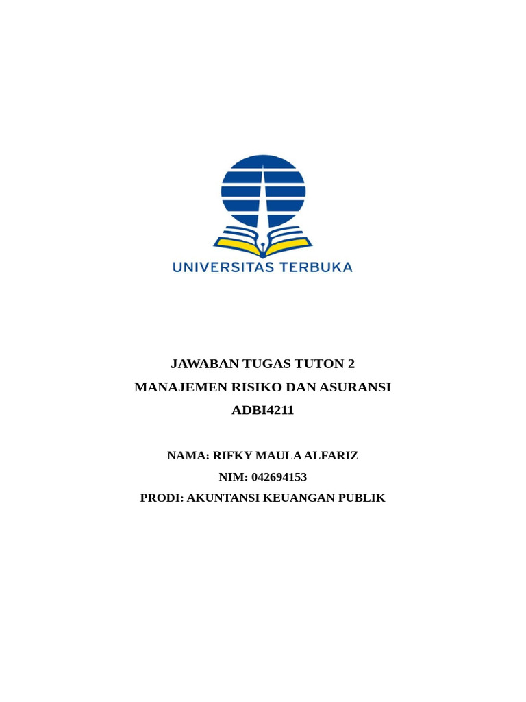 Jawaban Tugas Tuton 2 Adbi4211 | PDF