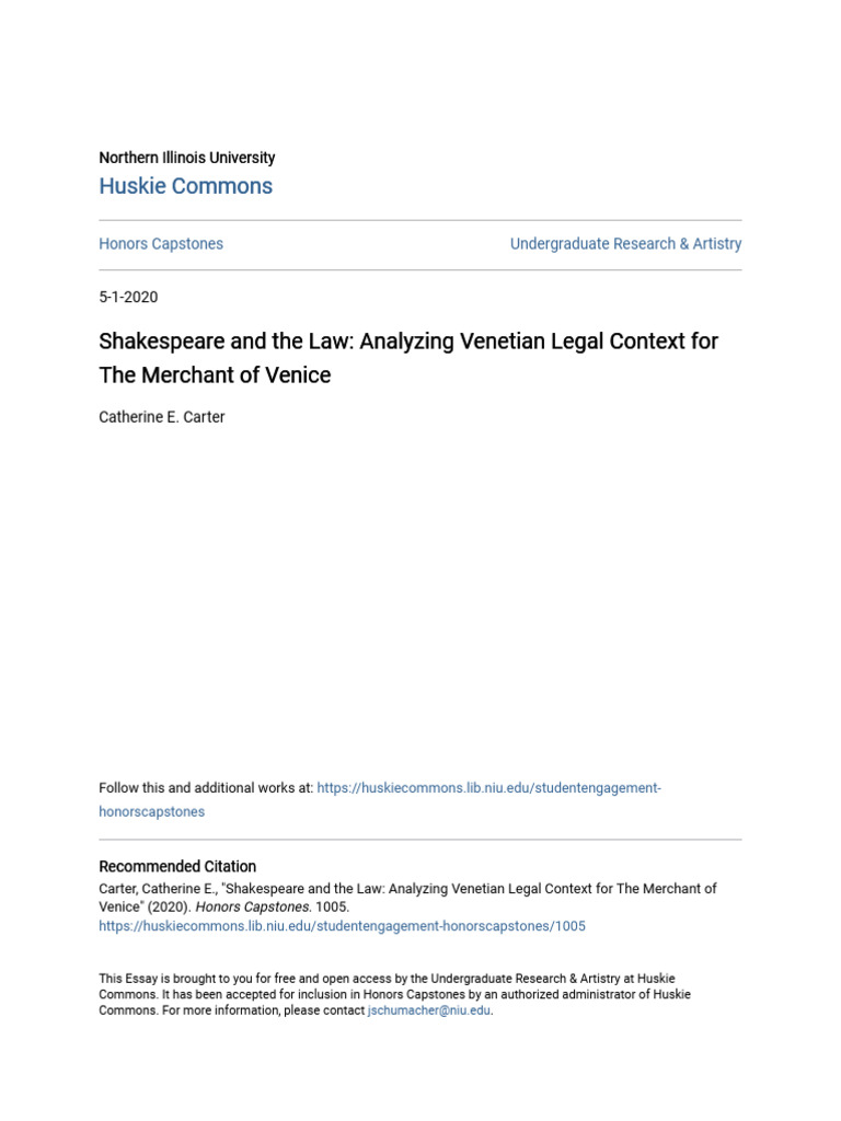 Shakespeare and the Law_ Analyzing Venetian Legal Context for The | PDF ...
