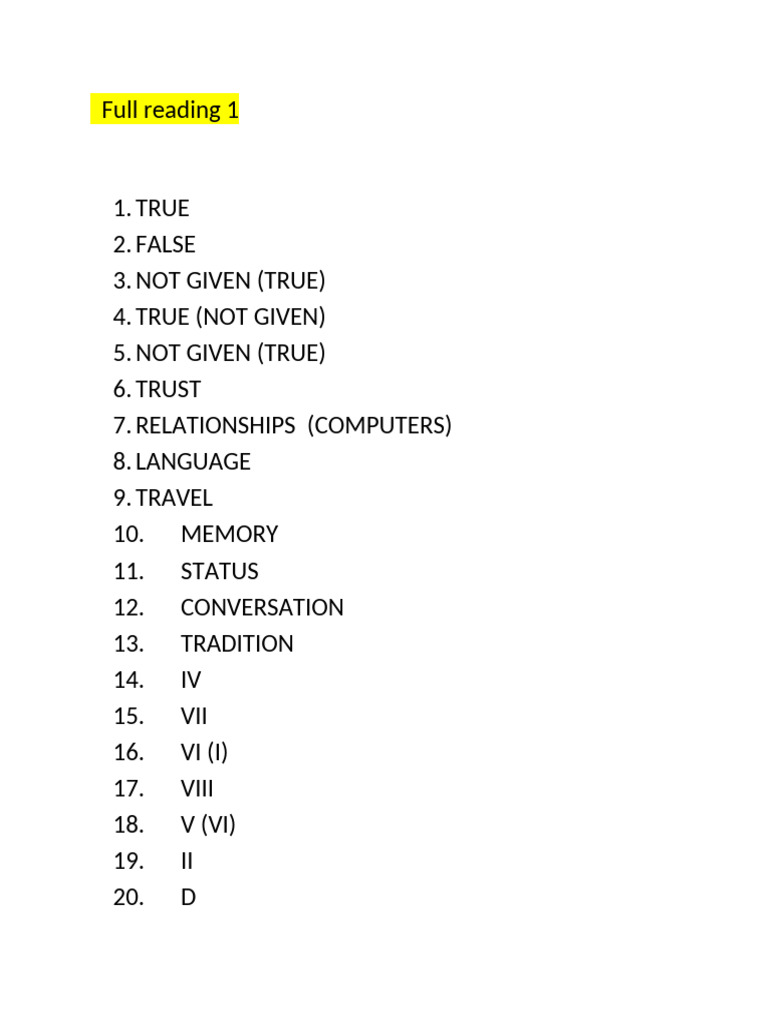 Full Reading 1 | PDF