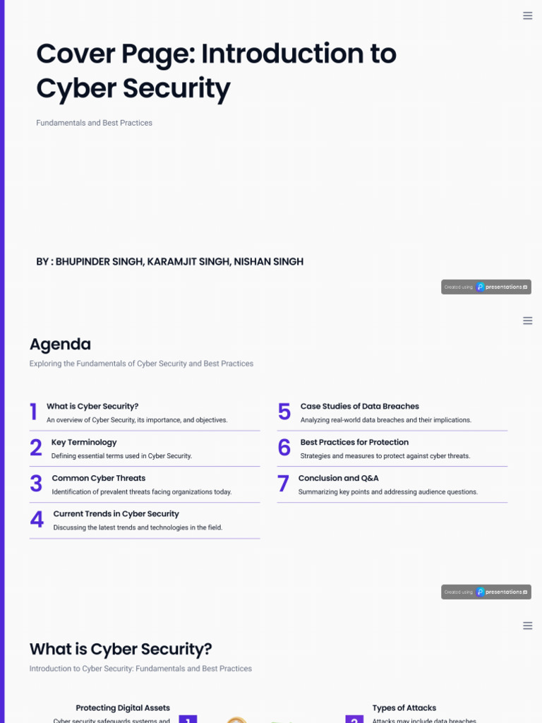 Introduction To Cyber Security Presentation in | PDF
