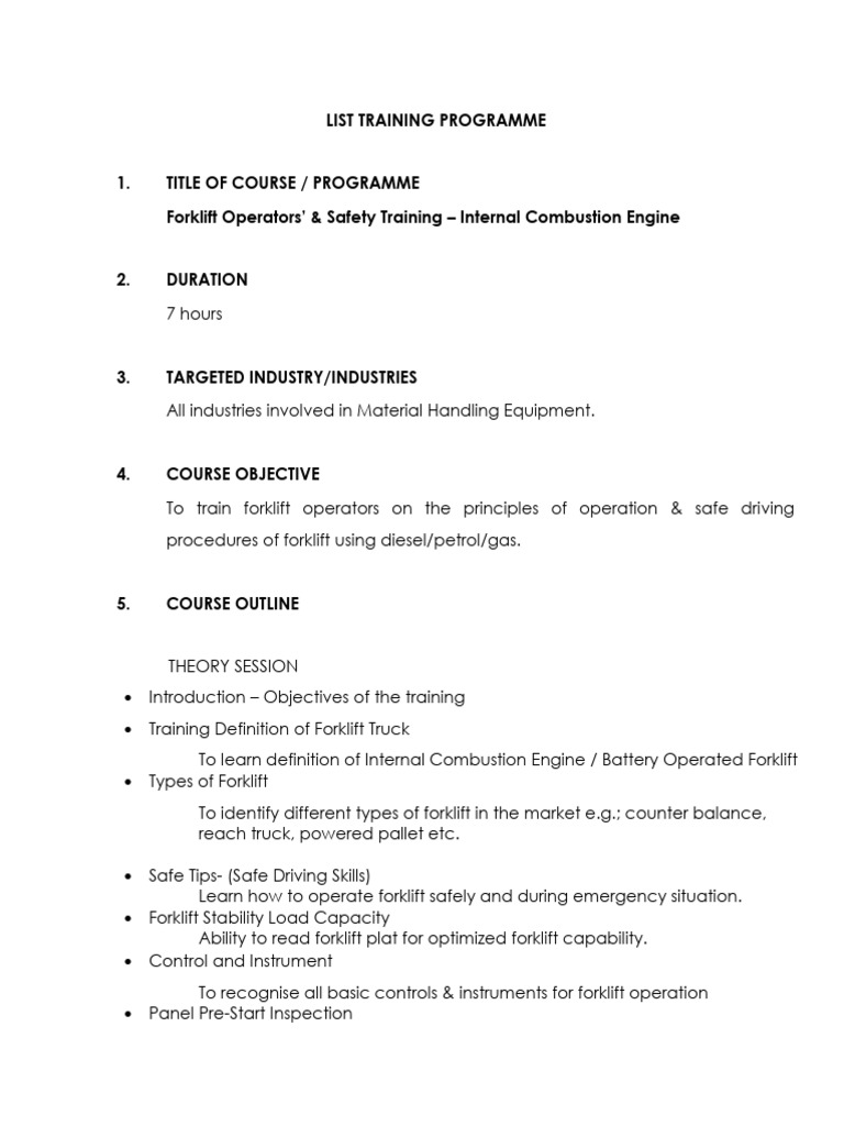 Forklift Training: Internal Combustion Safety | PDF