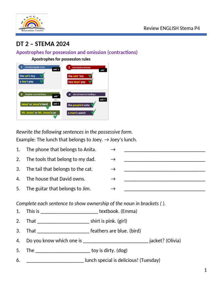 DT 2 Stema P4 English - Questions | PDF | Adjective | Language Mechanics