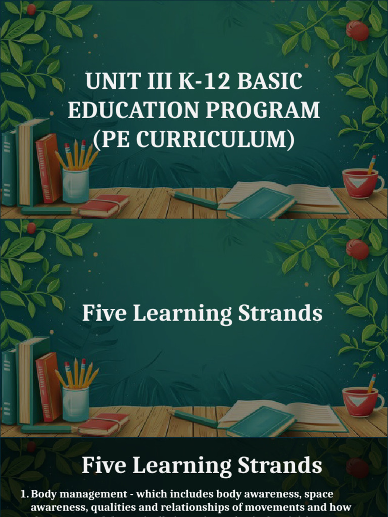 Unit III K 12 Basic Curriculum Program | PDF