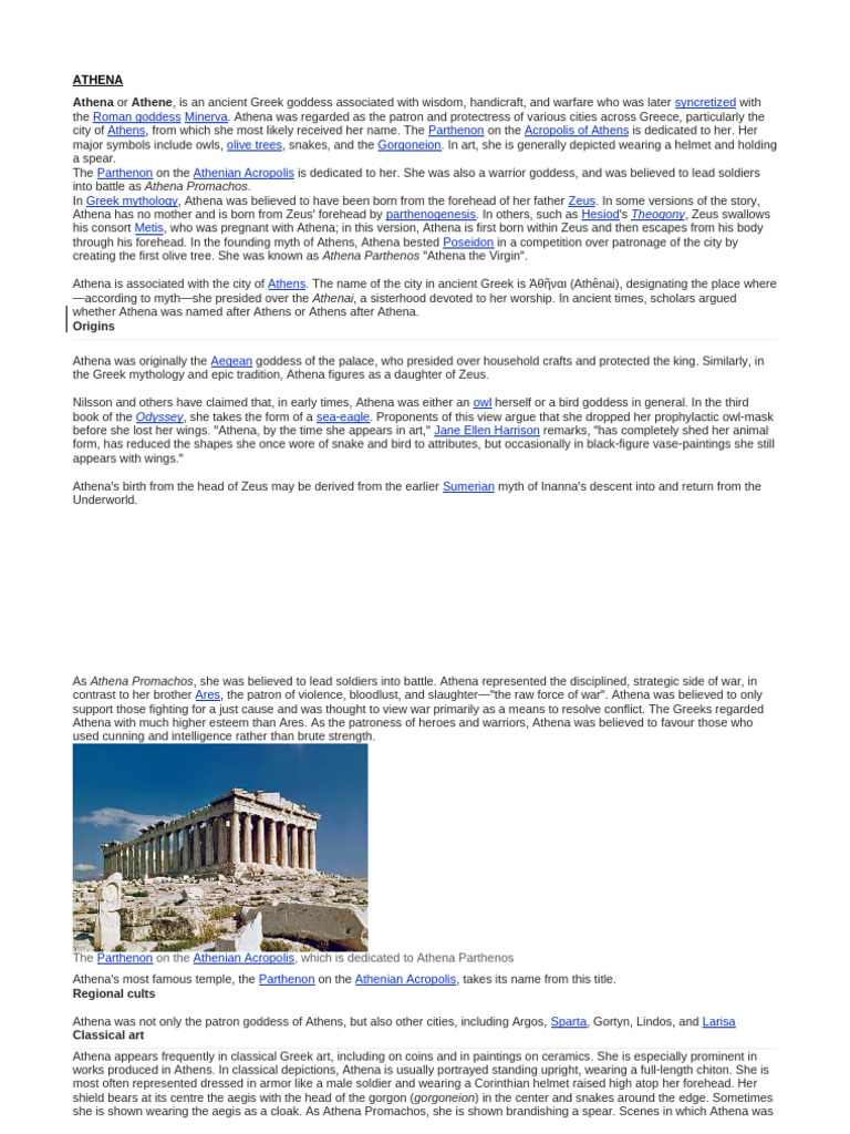 ATHENA | PDF | Athena | Ancient Greek Religion