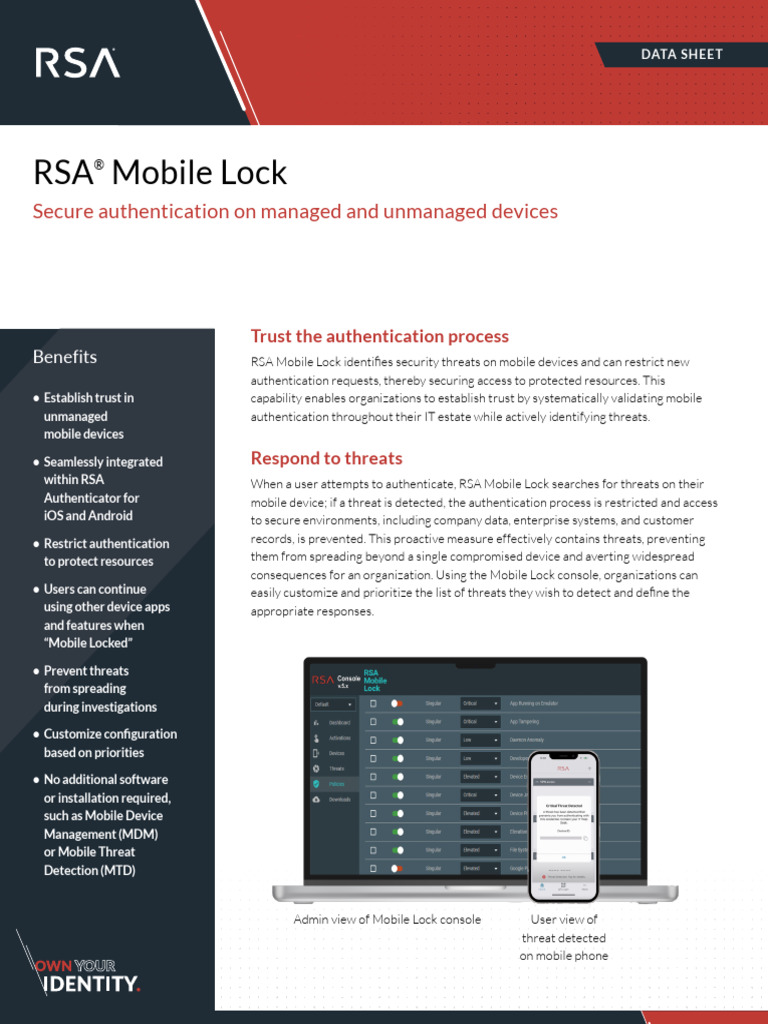 RSA MobileLock Datasheet | PDF | Security | Computer Security