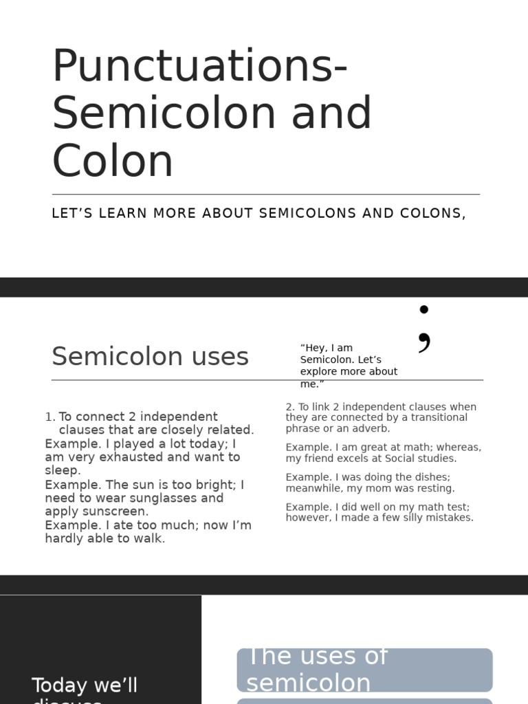 Understanding Semicolons and Colons | PDF | Comma | Language Mechanics