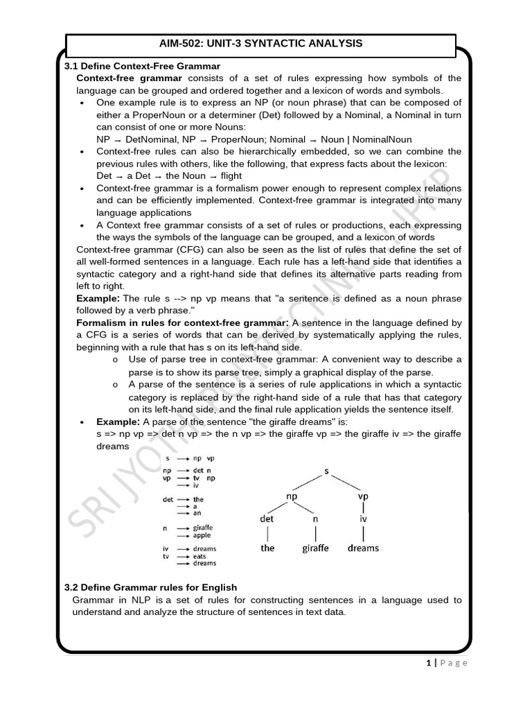 UNIT-3 AIM 502 | PDF | Parsing | Syntax