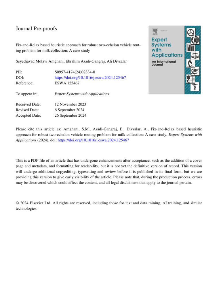 Fix and Relax Based Heuristic Approach For Robust Two Ec 2024 Expert Systems | PDF ...