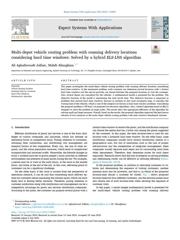 Multi Depot Vehicle Routing Problem With Roaming Delivery 2024 Expert
