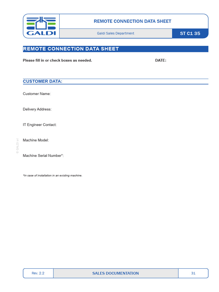 ST C1 35 - Remote Connection Data Sheet v2 - 2 | PDF | Port (Computer ...