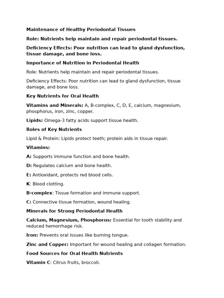 Maintenance of Healthy Periodontal Tissues | PDF