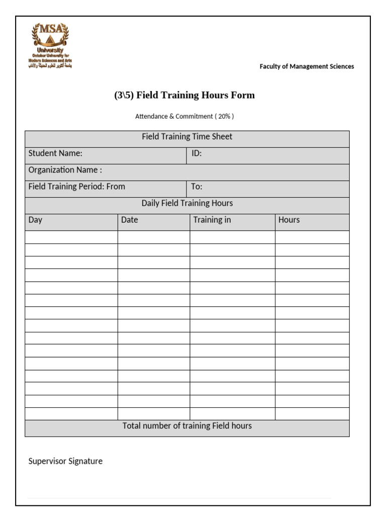 Field Training Hours Form | PDF