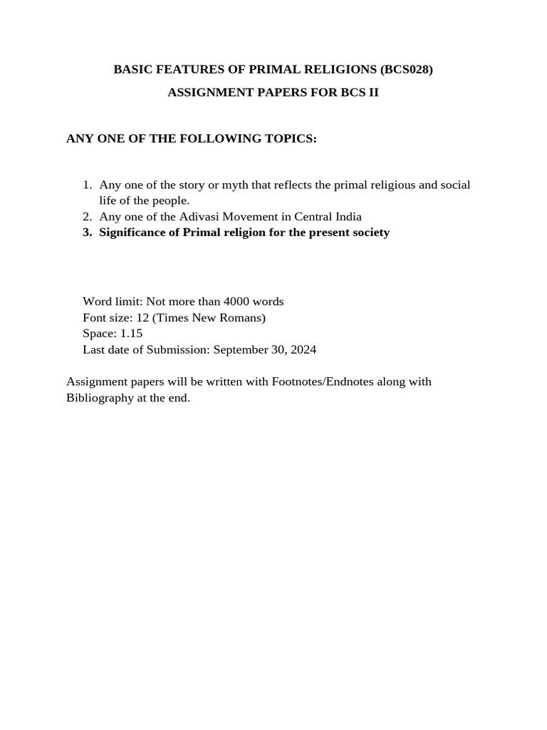 Assignment Papers For BCS Ii | PDF | Deities | God