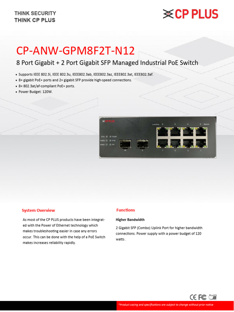CP-ANW-GPM8F2T-N12 | PDF | Network Switch | Data Transmission
