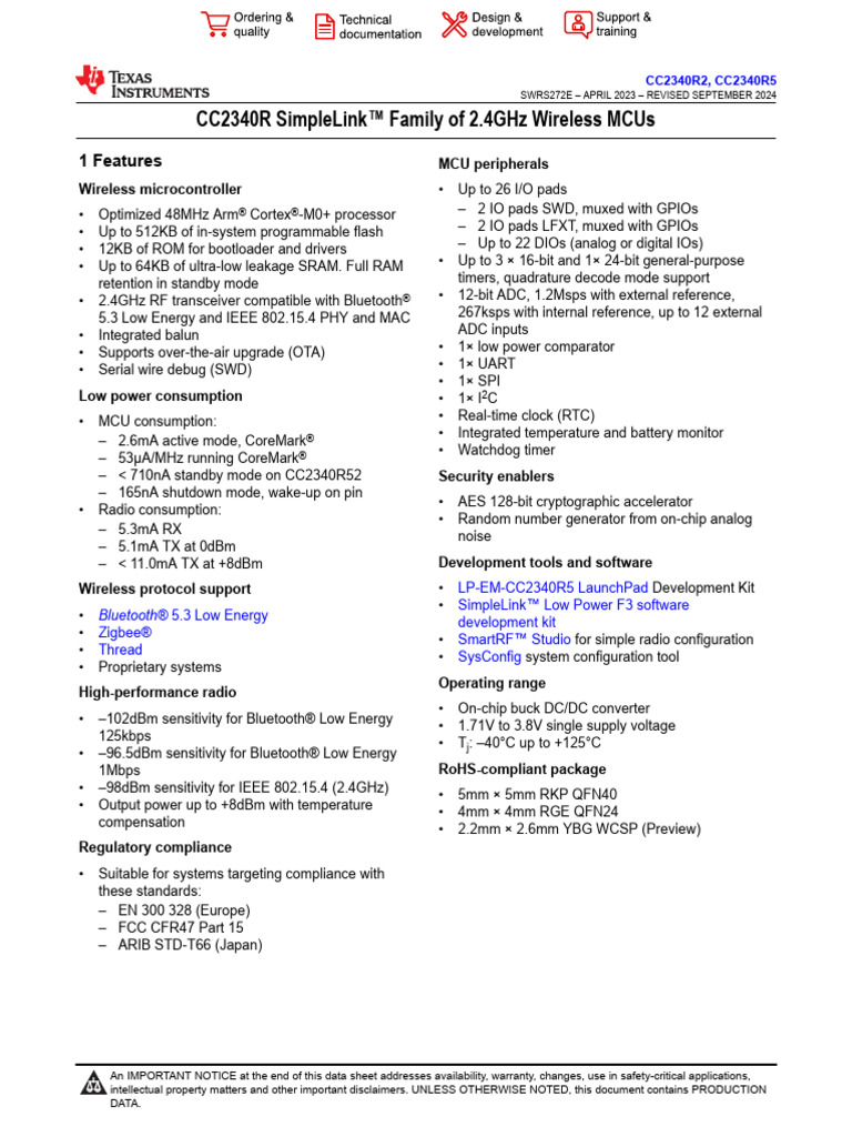 cc2340r2 | PDF | Microcontroller | Computer Engineering