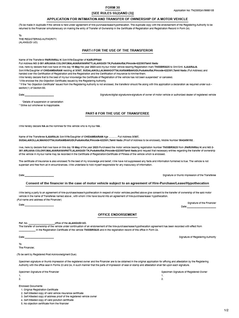 Form 30 | PDF | Private Law