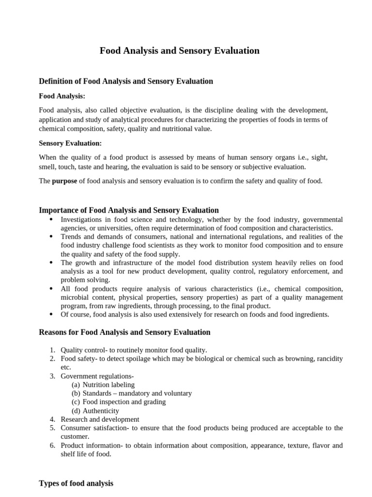 Food Analysis Lecture Note | PDF | Taste | Standard Deviation