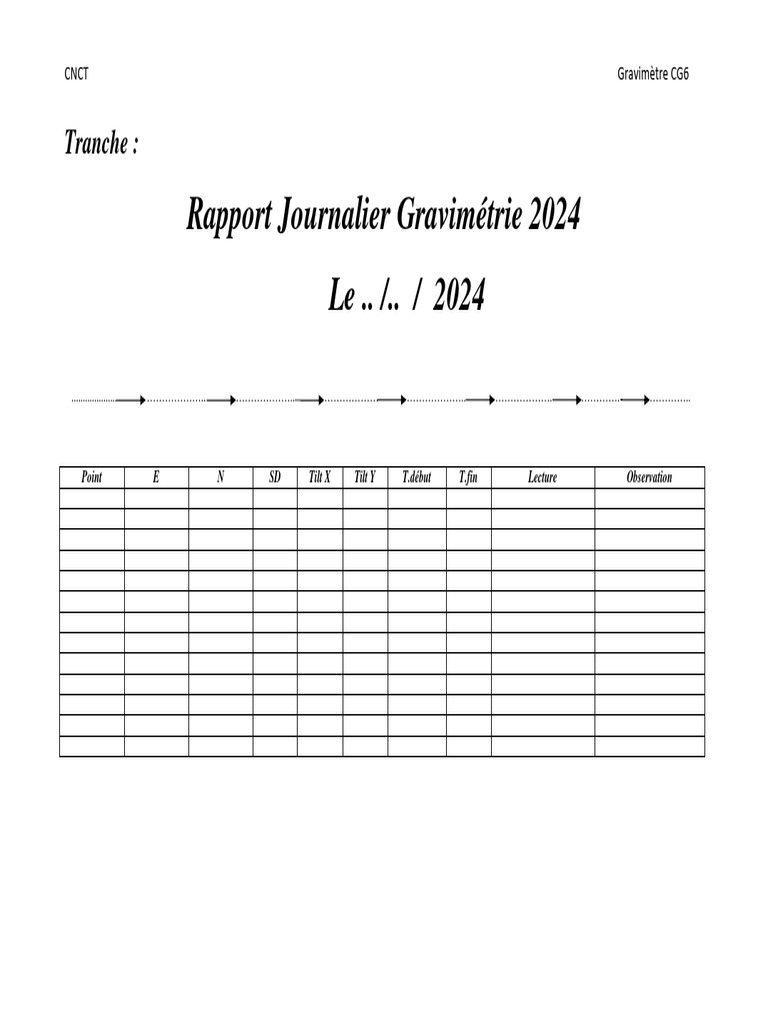 Rapport Journalier Gravimétrie 2024 | PDF