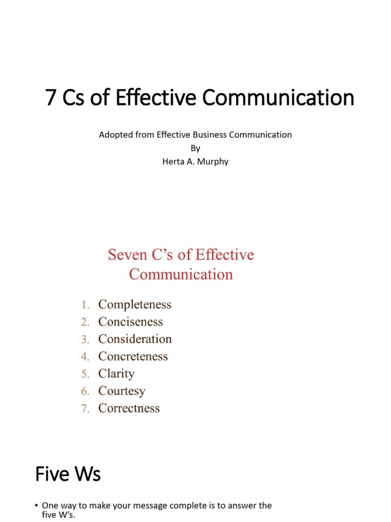 7 Cs of Effective Communication | PDF | Word | Writing