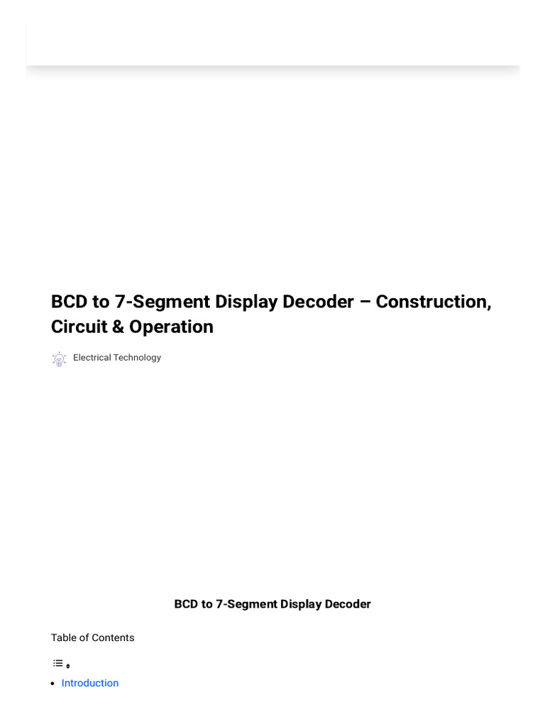 BCD To 7-Segment Display Decoder - Construction, Circuit & Operation | PDF | Logic Gate | Binary ...