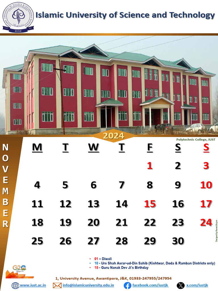 IUSTCalendar 2024 | PDF