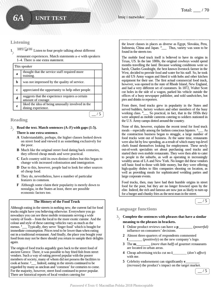 Password Reset C1 - C2 - UT - 6A | PDF | Food Truck | Restaurants