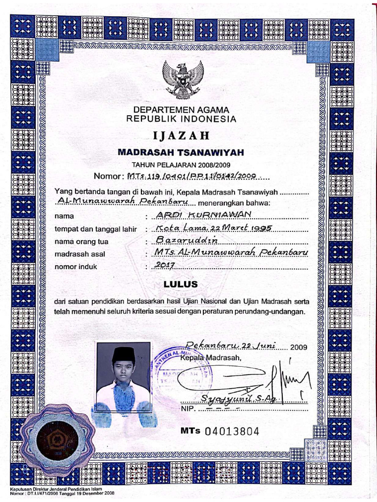 Ijazah MTS Compressed | PDF
