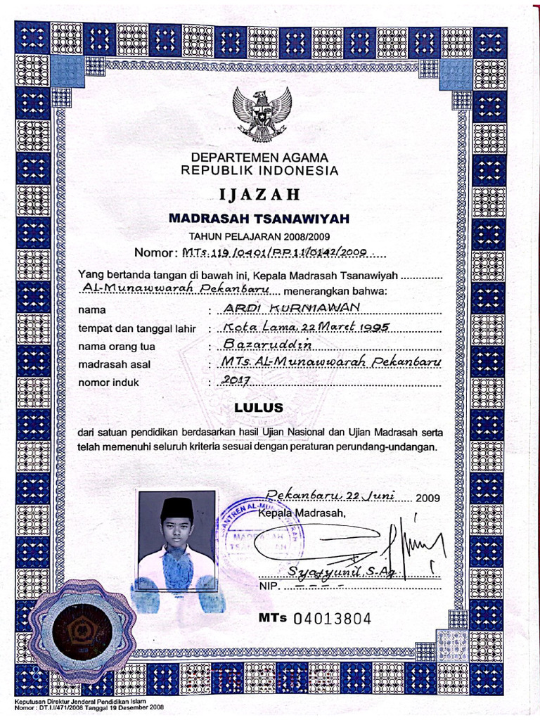 Ijazah MTS | PDF